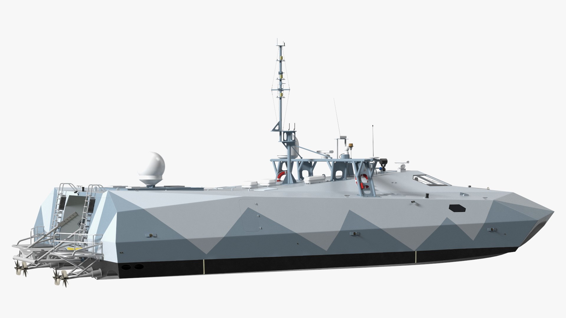 3D M80 Stiletto Stealth Naval Ship Rigged For Maya - TurboSquid 2188904