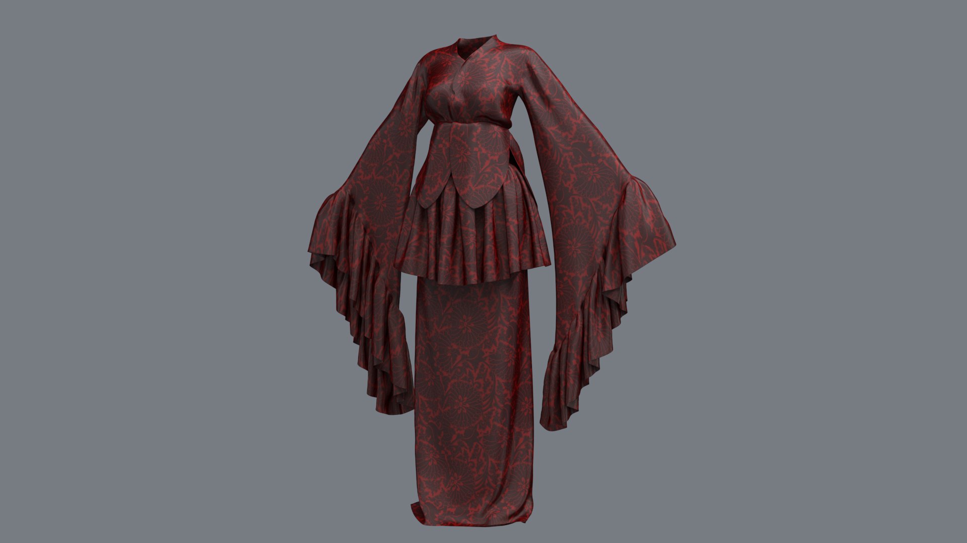 3D Female Kimono Robe 002 - TurboSquid 1543711