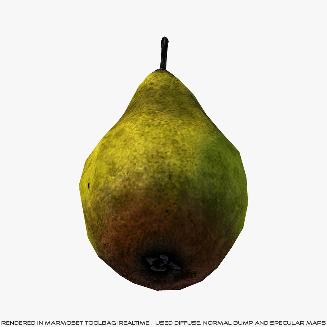 low-poly pear fruit 3d max