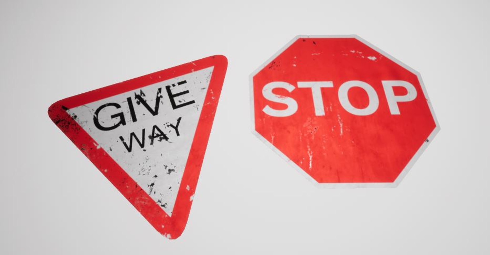 Road Sign Stop And Give Way Duo Pack Model - TurboSquid 2239478