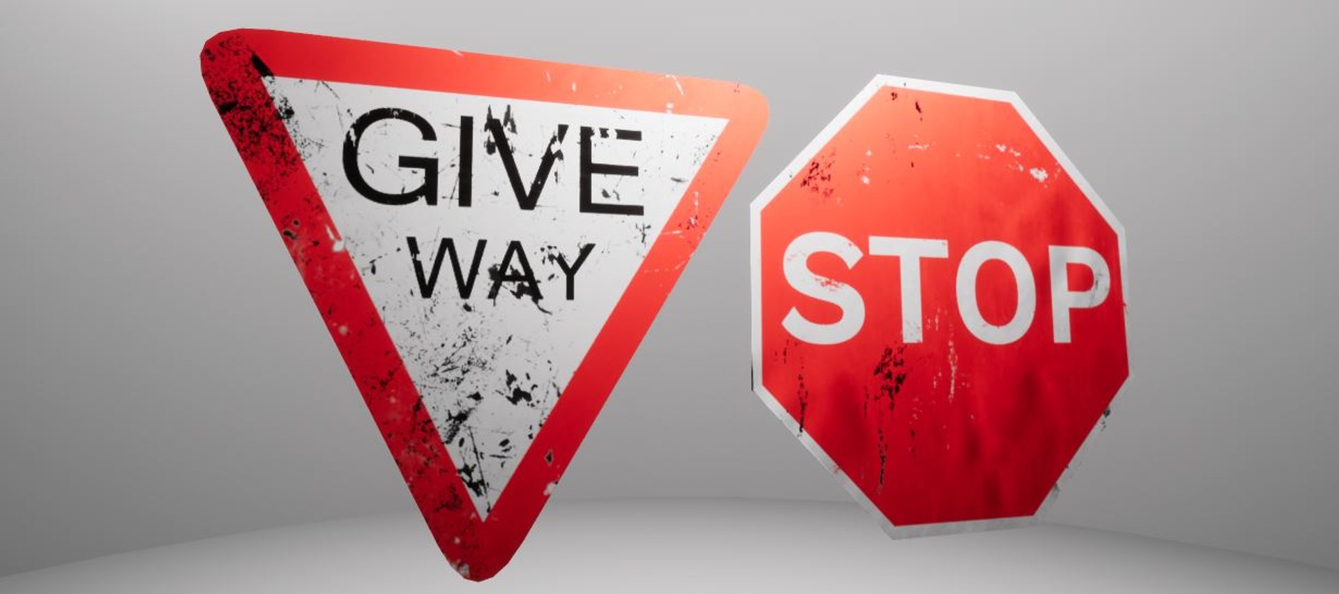Road Sign Stop And Give Way Duo Pack Model - TurboSquid 2239478