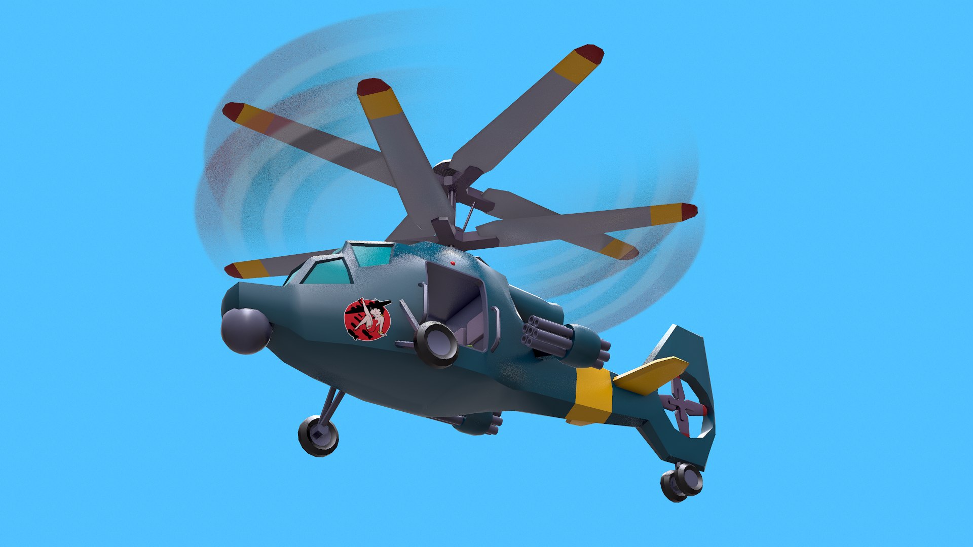 Cartoon Strike Helicopter 3D Model - TurboSquid 2104432