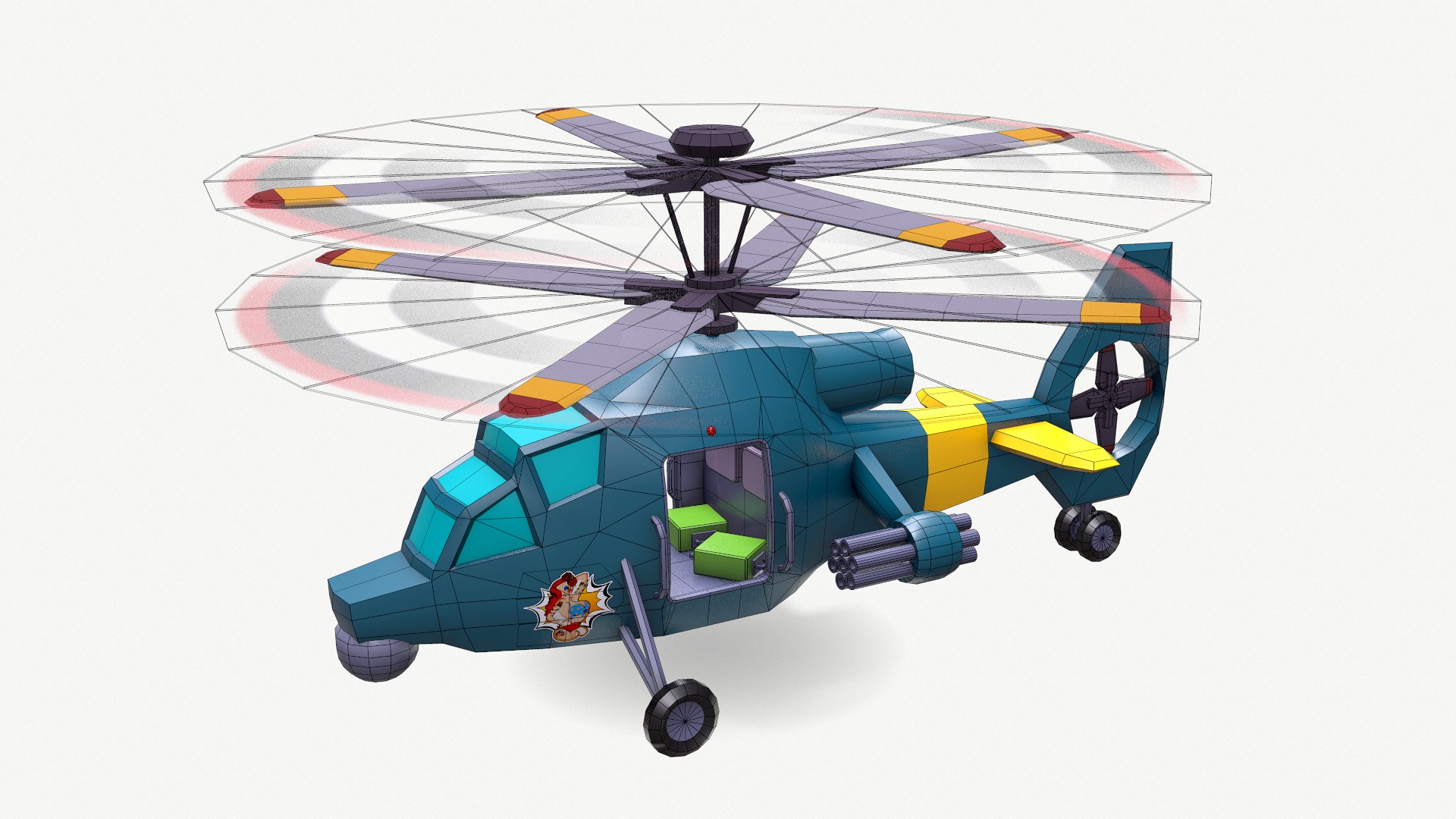 Cartoon Strike Helicopter 3D Model - TurboSquid 2104432