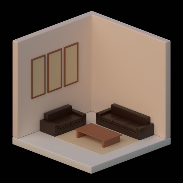 modelo 3d dibujos animados de sala de estar - TurboSquid 2235826