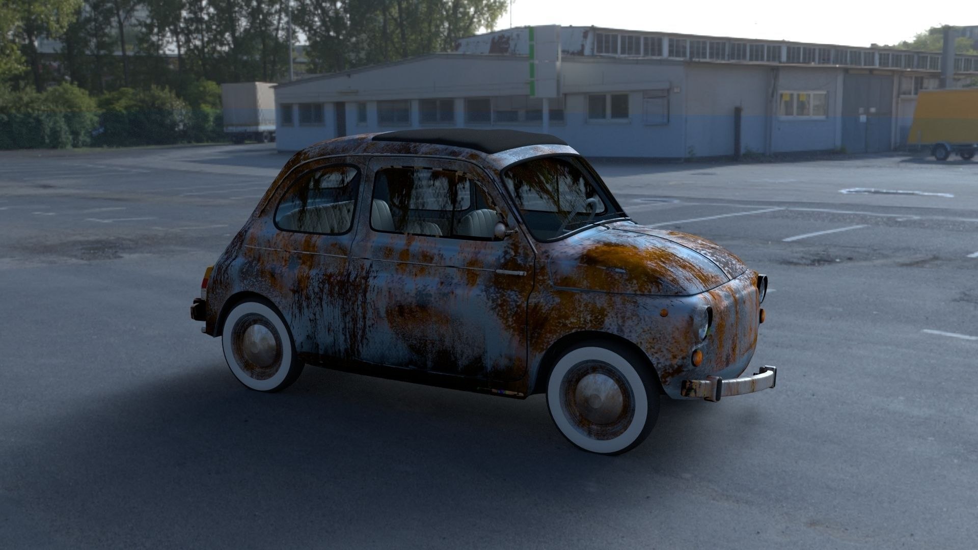 Rusty 1957 Fiat 500 3d Obj