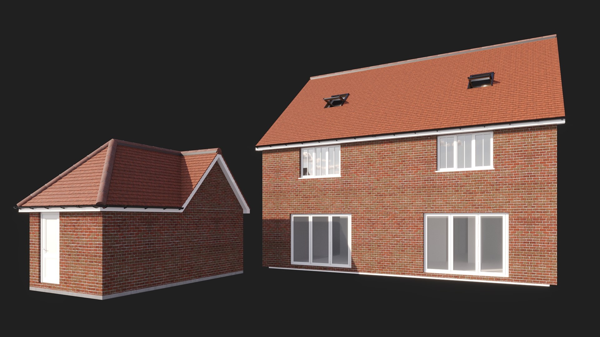 3D 2 Brick Semi Detached New Build Homes - TurboSquid 2220204