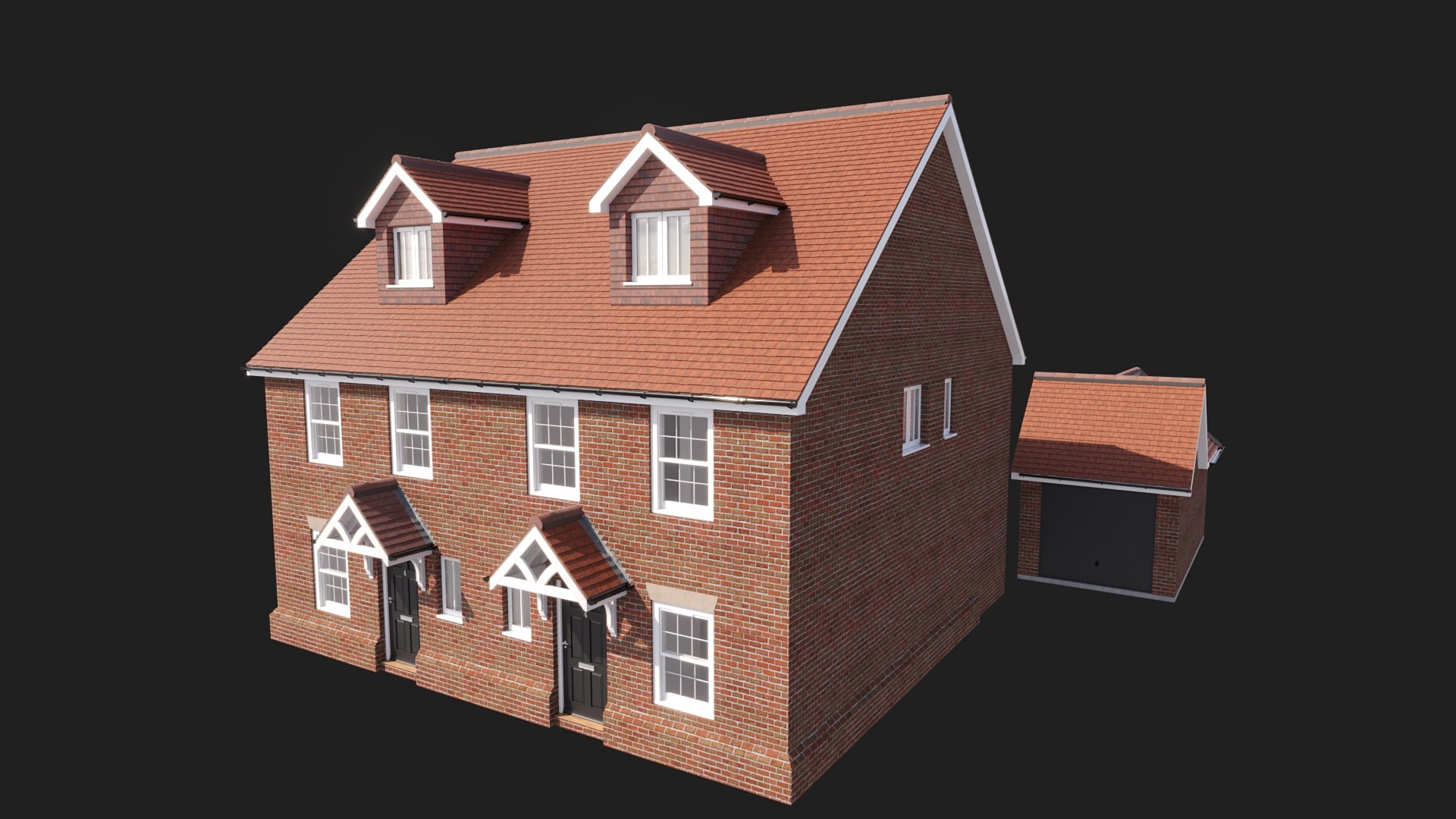 3D 2 Brick Semi Detached New Build Homes - TurboSquid 2220204