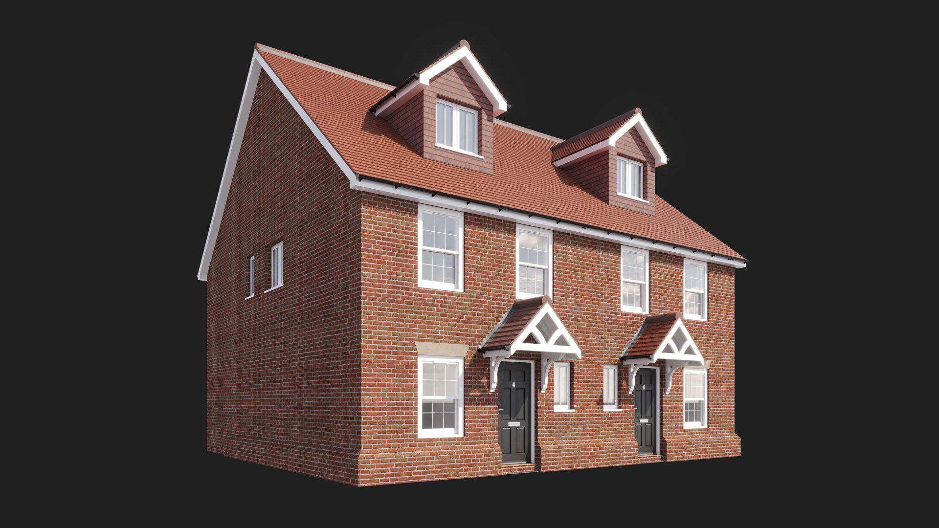 3D 2 Brick Semi Detached New Build Homes - TurboSquid 2220204