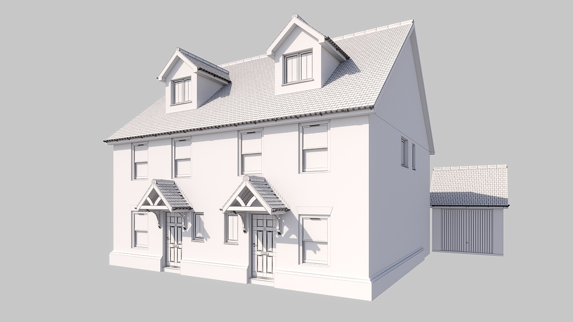 3D 2 Brick Semi Detached New Build Homes - TurboSquid 2220204