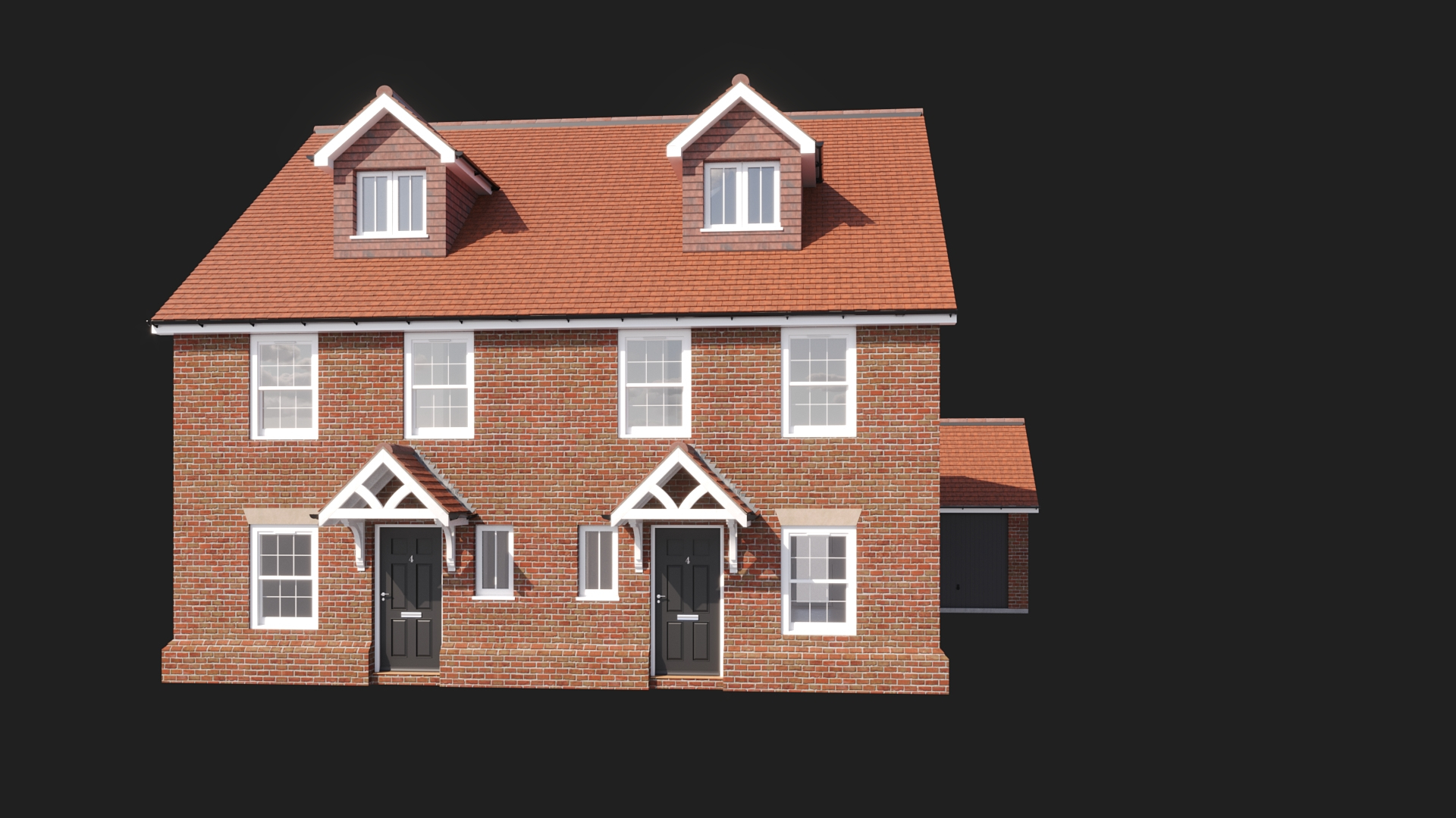 3D 2 Brick Semi Detached New Build Homes - TurboSquid 2220204