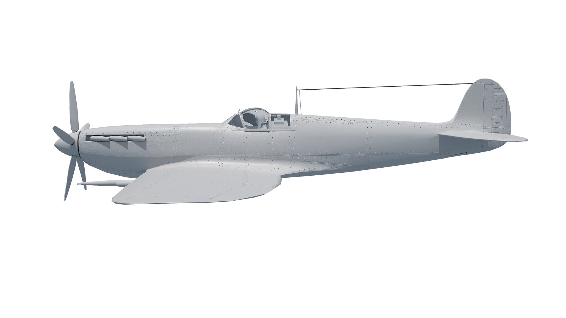 British WWII Spitfire Fighter Spitfire British Piston Fighter model ...