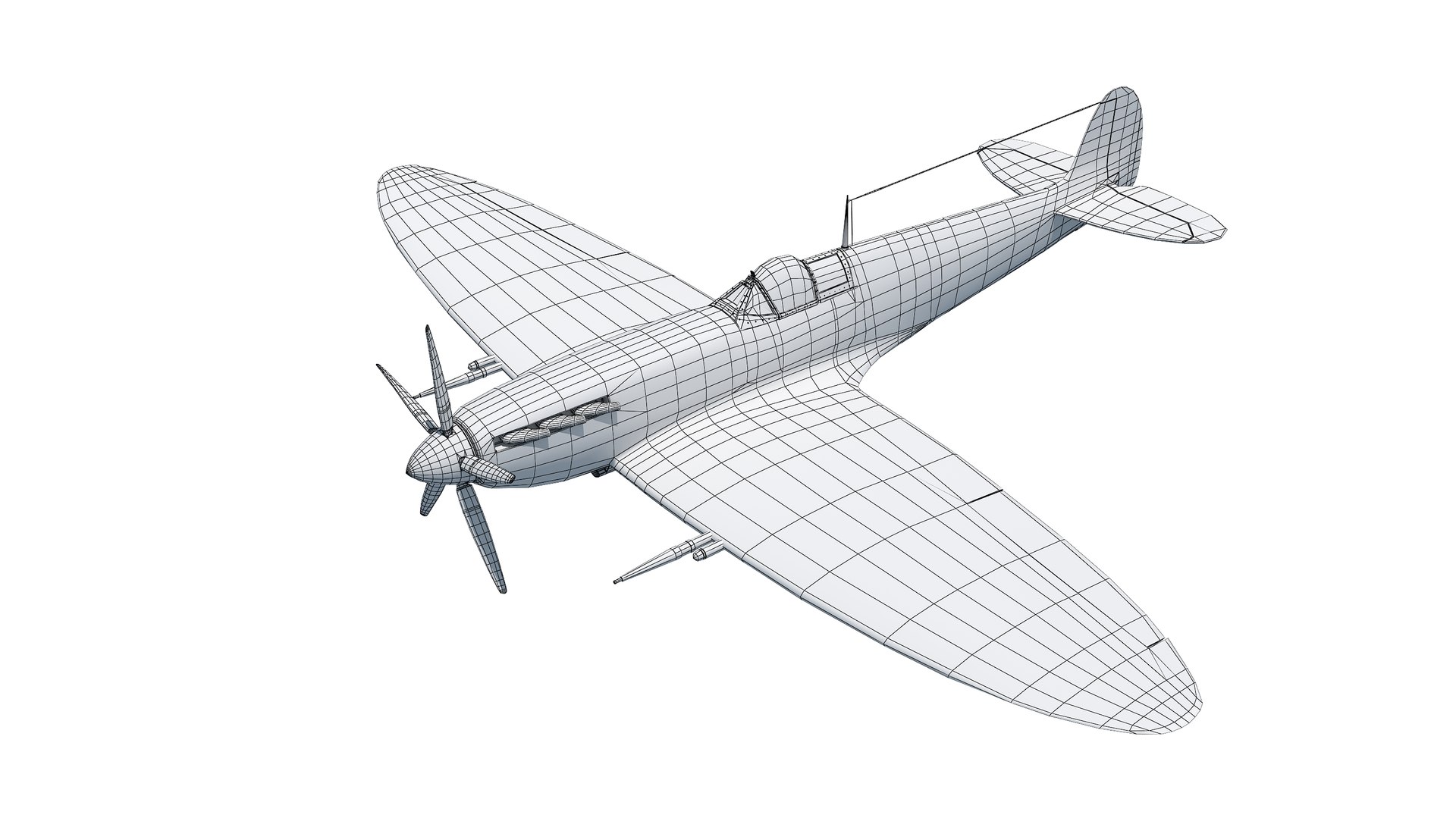 British WWII Spitfire Fighter Spitfire British Piston Fighter model ...