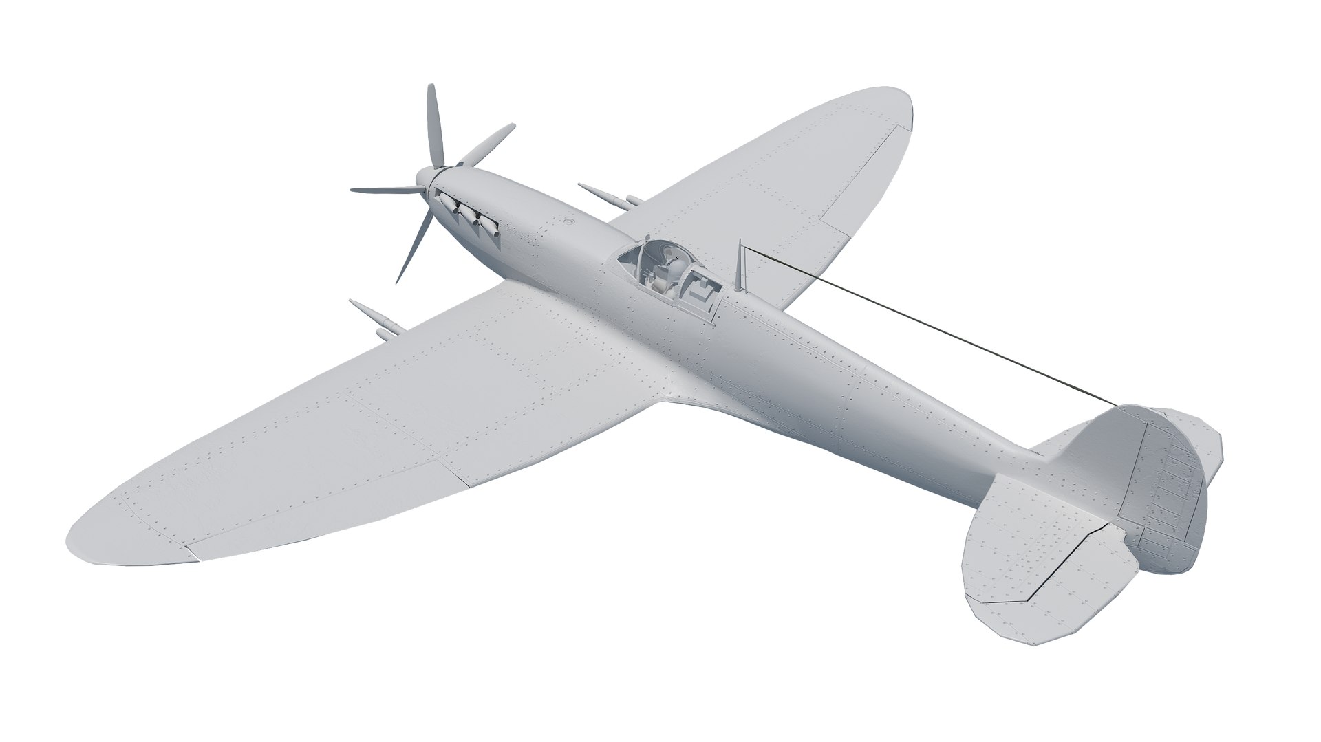 British WWII Spitfire Fighter Spitfire British Piston Fighter model ...