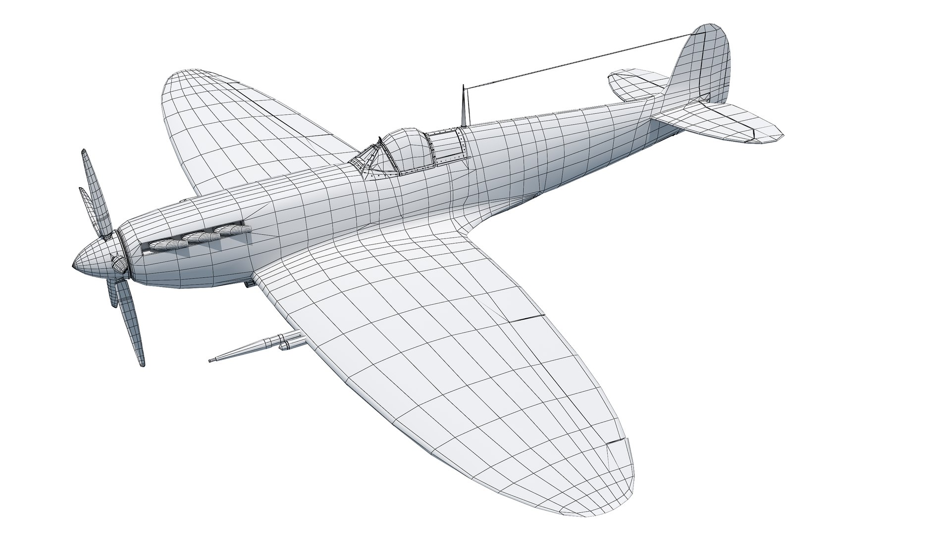 British WWII Spitfire Fighter Spitfire British Piston Fighter model ...