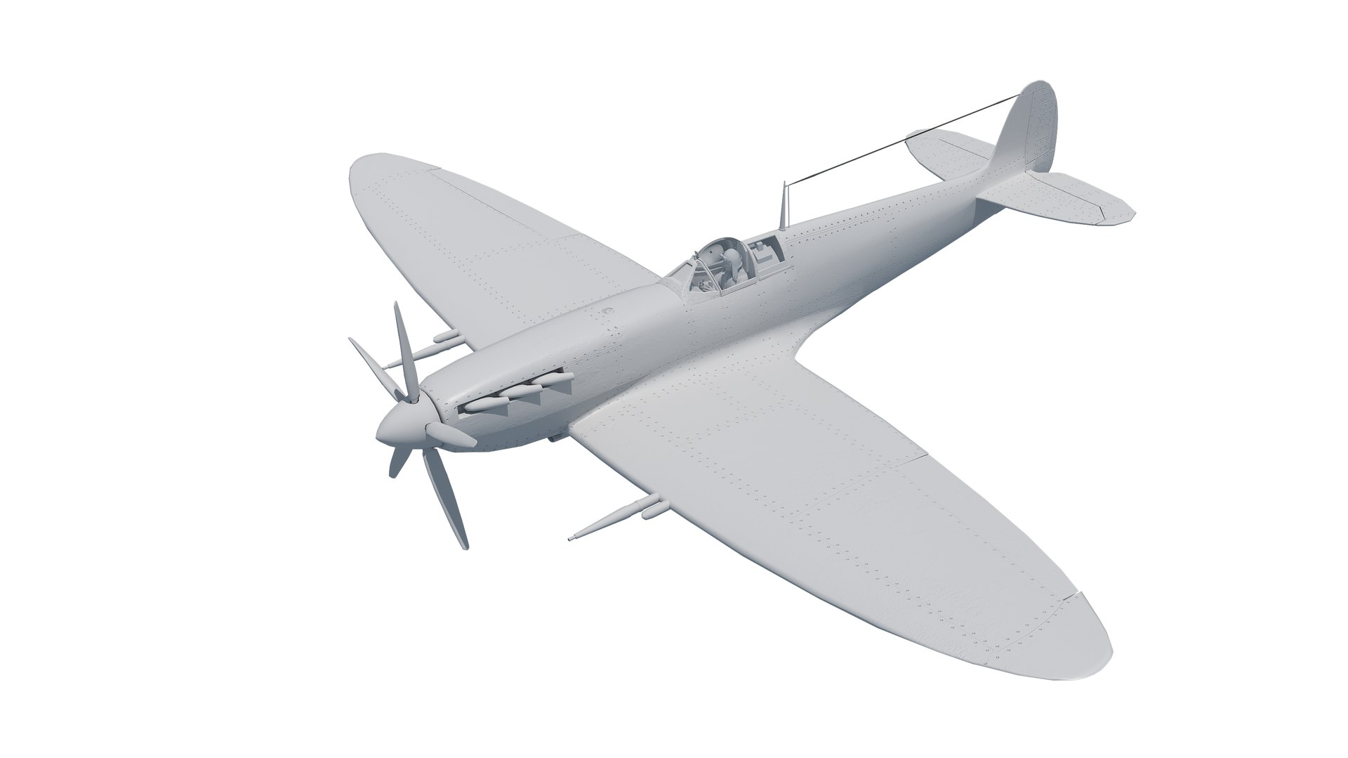 British WWII Spitfire Fighter Spitfire British Piston Fighter model ...