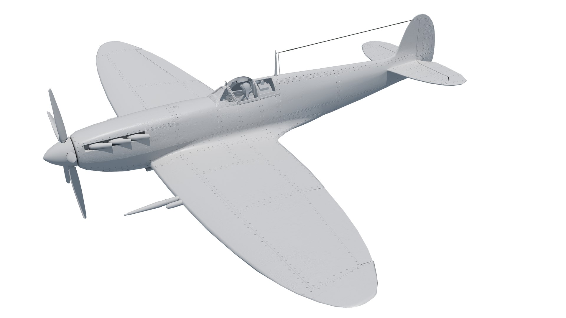 British WWII Spitfire Fighter Spitfire British Piston Fighter model ...