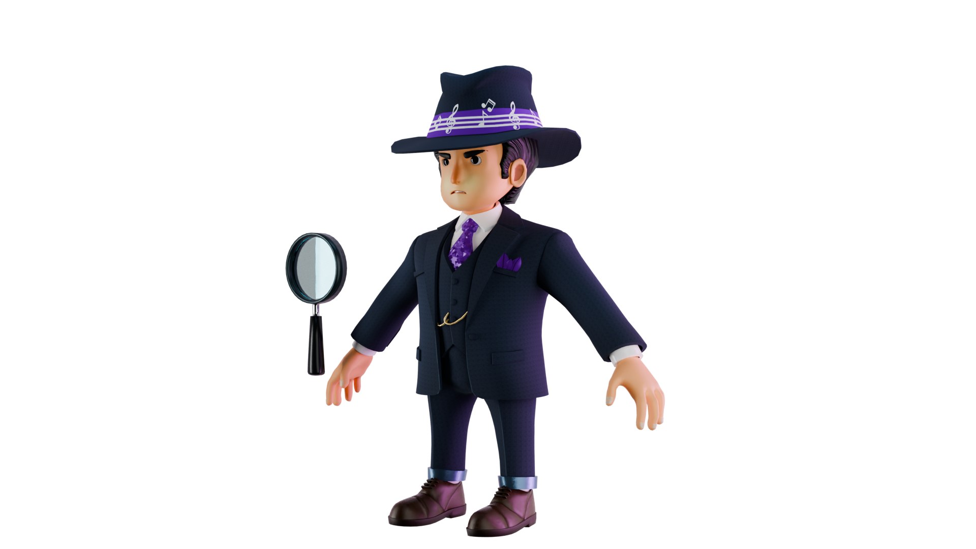 3D Stylized Detective Boy 3D Character Game Ready Textured Model ...