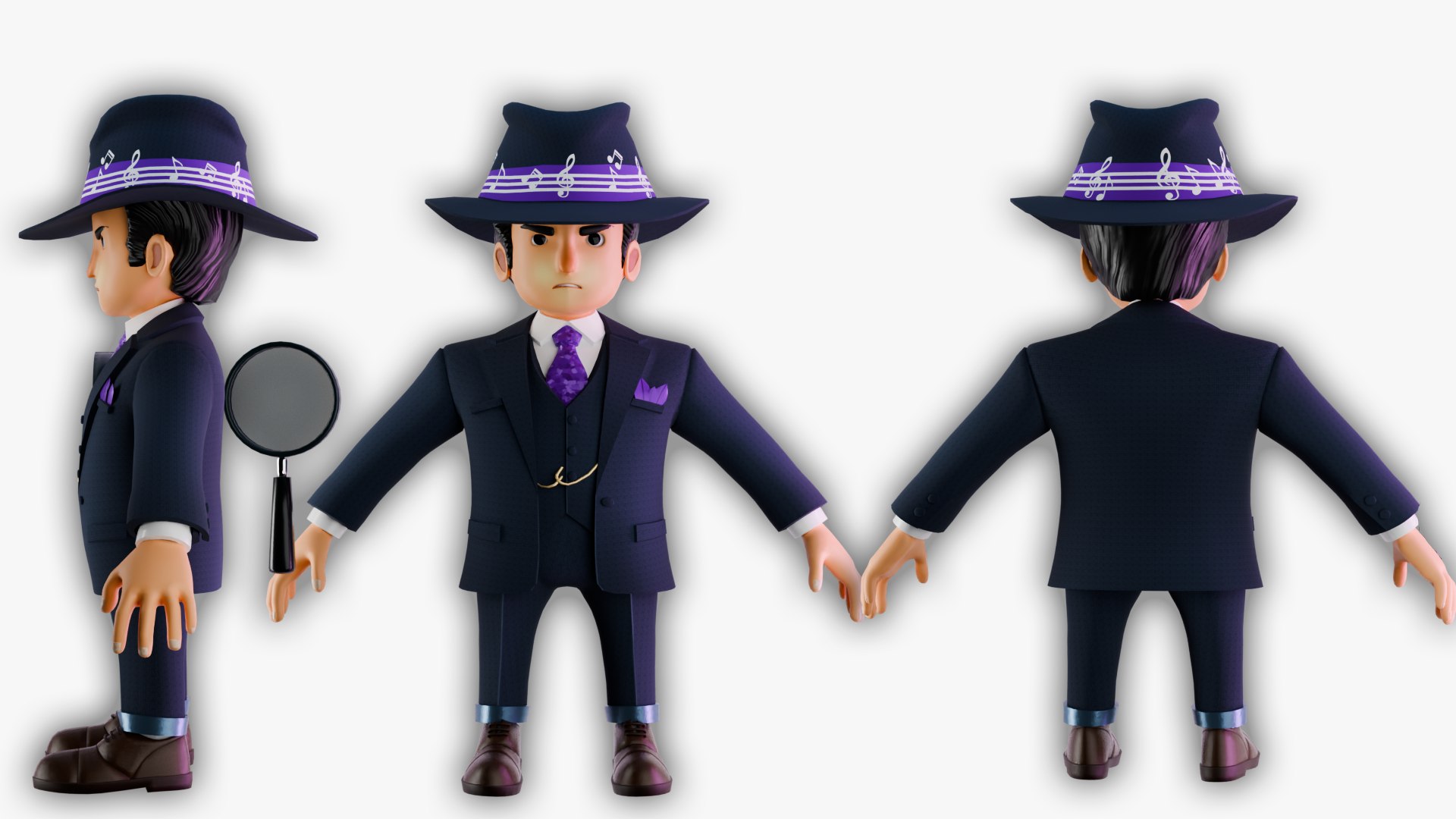 3D Stylized Detective Boy 3D Character Game Ready Textured Model ...