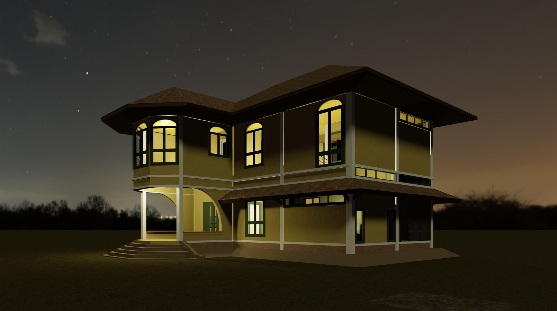 Colonial Style House 3D Model - TurboSquid 1928761