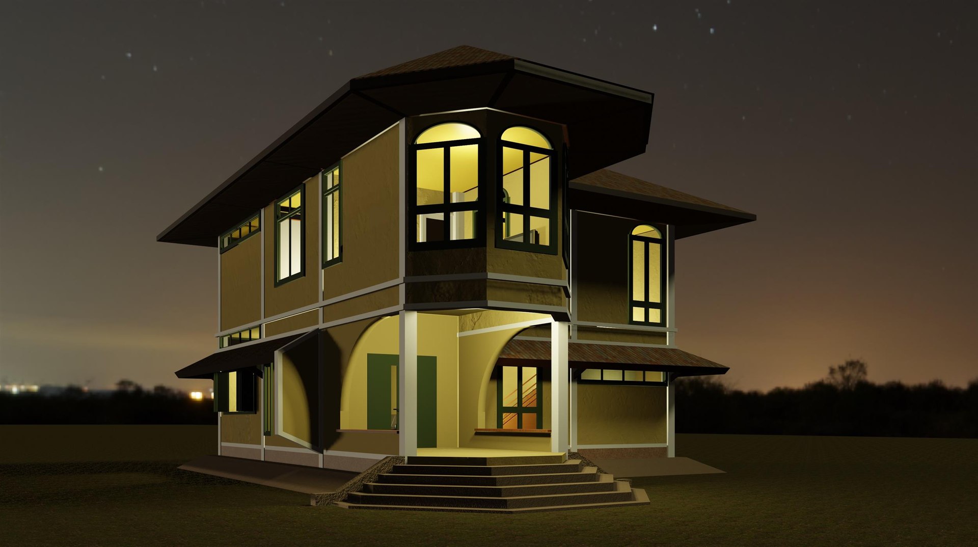 Colonial Style House 3D Model - TurboSquid 1928761