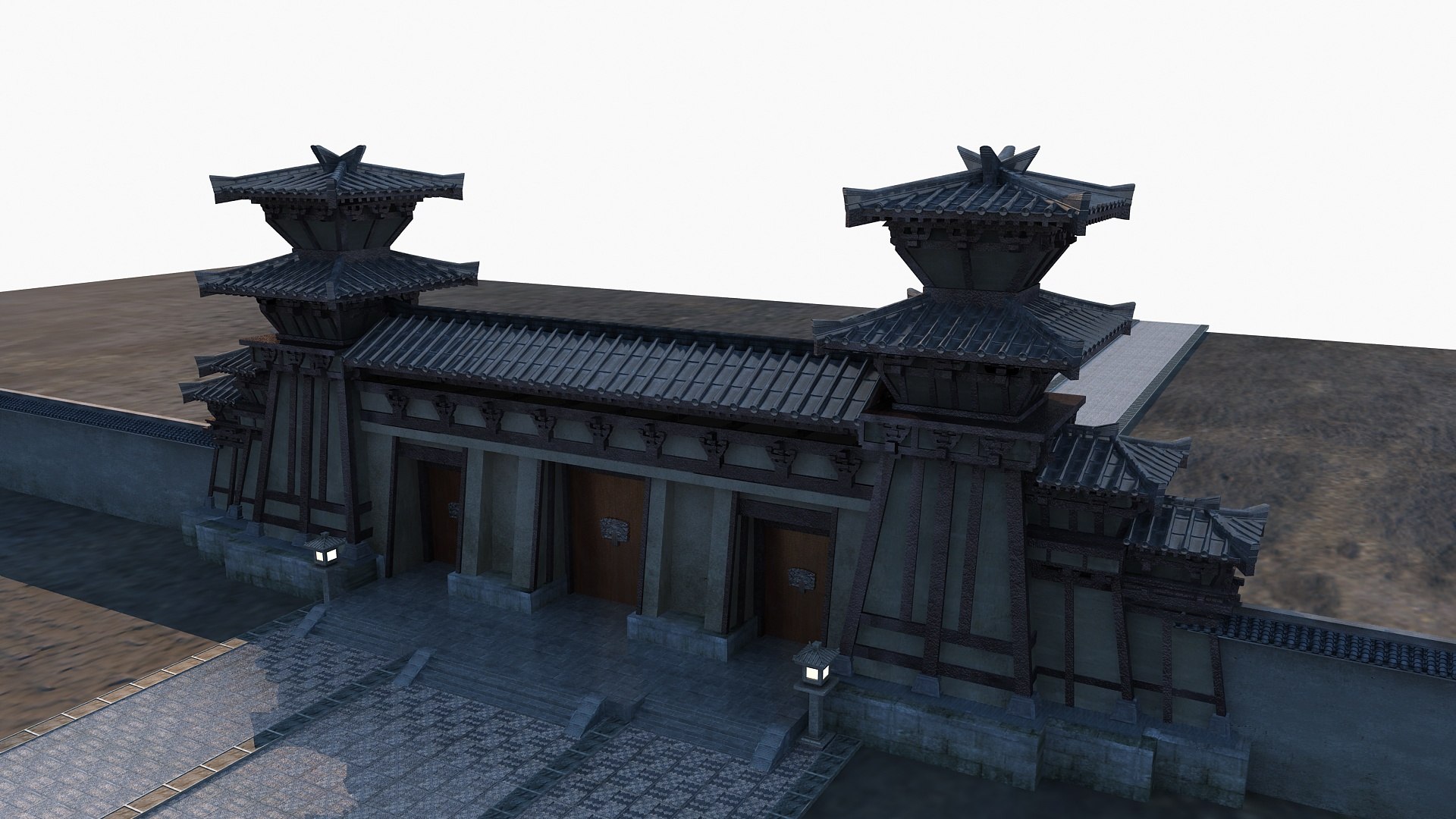 3D Ancient Architecture Gate Model - TurboSquid 1671524