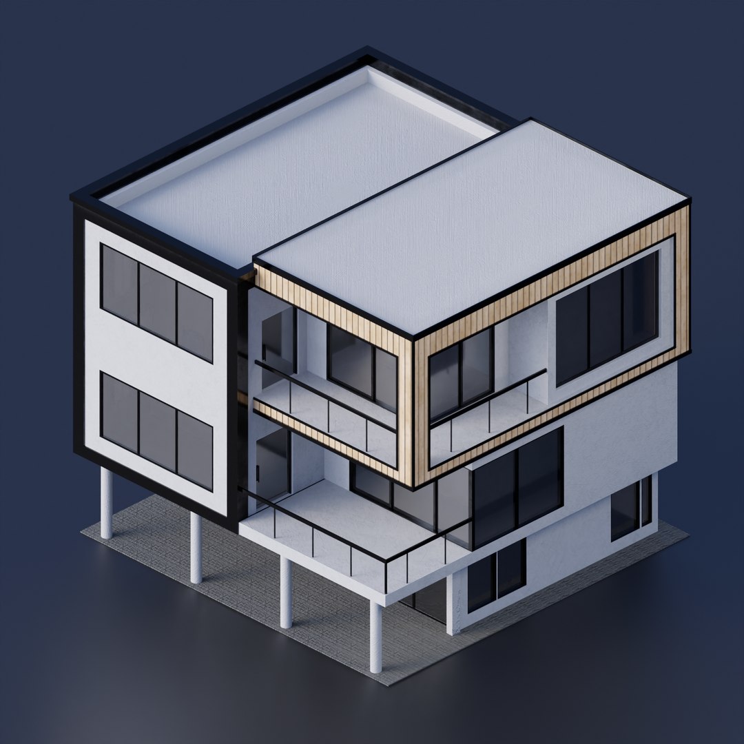 3D Model Isometric Modern Home - TurboSquid 2215513