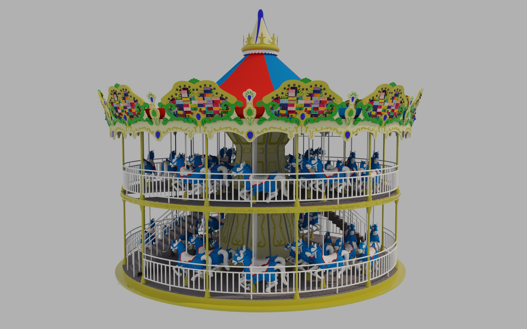 3D Model Carousel 2-storey Building - TurboSquid 1942606