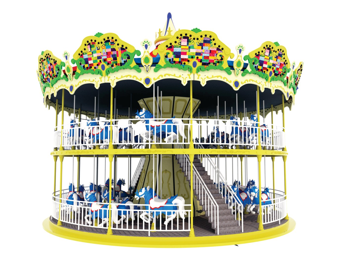 3D Model Carousel 2-storey Building - TurboSquid 1942606