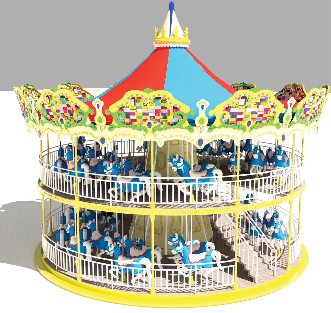 3D Model Carousel 2-storey Building - TurboSquid 1942606