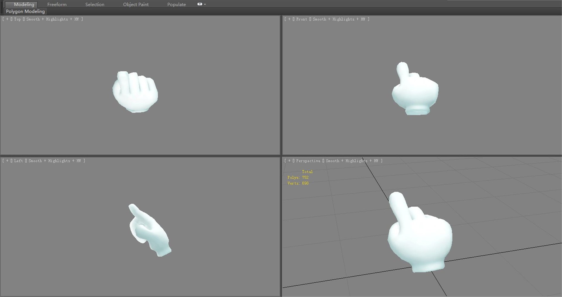 3D Cartoon white hand - click - Hand Gestures - TurboSquid 2114093