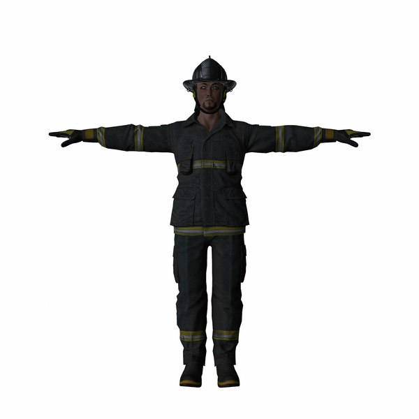 3d model firefighter polies rigged