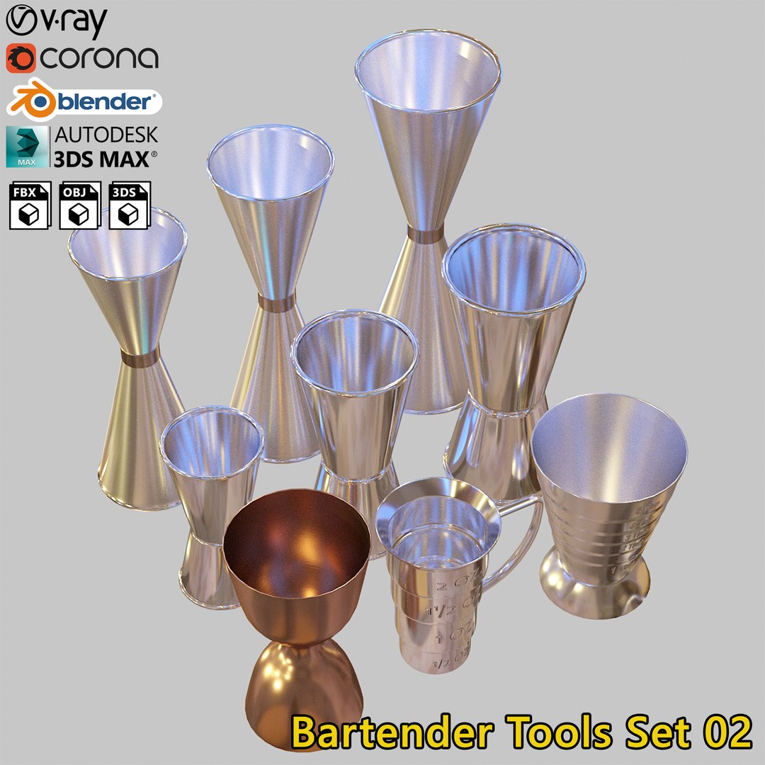 Bartender Tools Set 70 2023 3D model - TurboSquid 2134302