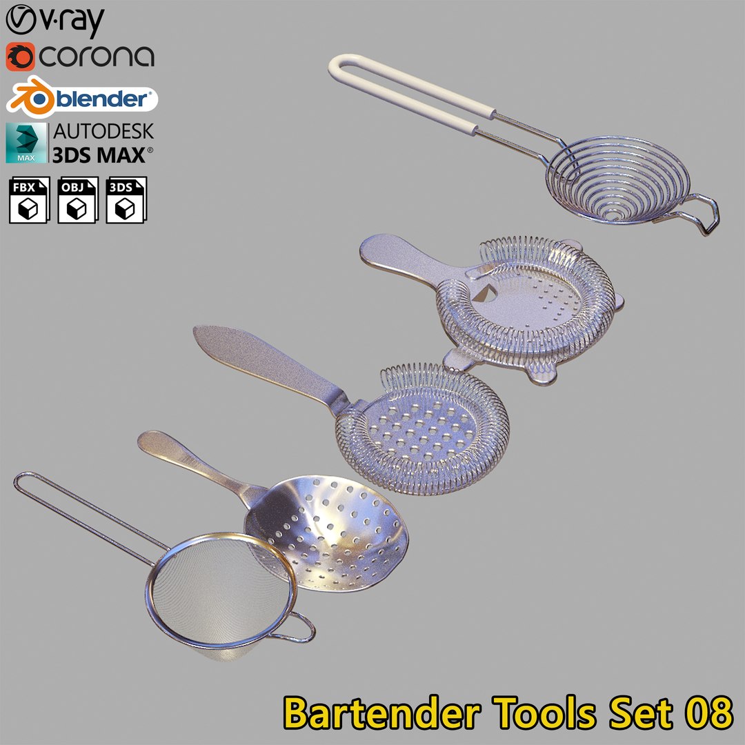 Bartender Tools Set 70 2023 3D model - TurboSquid 2134302