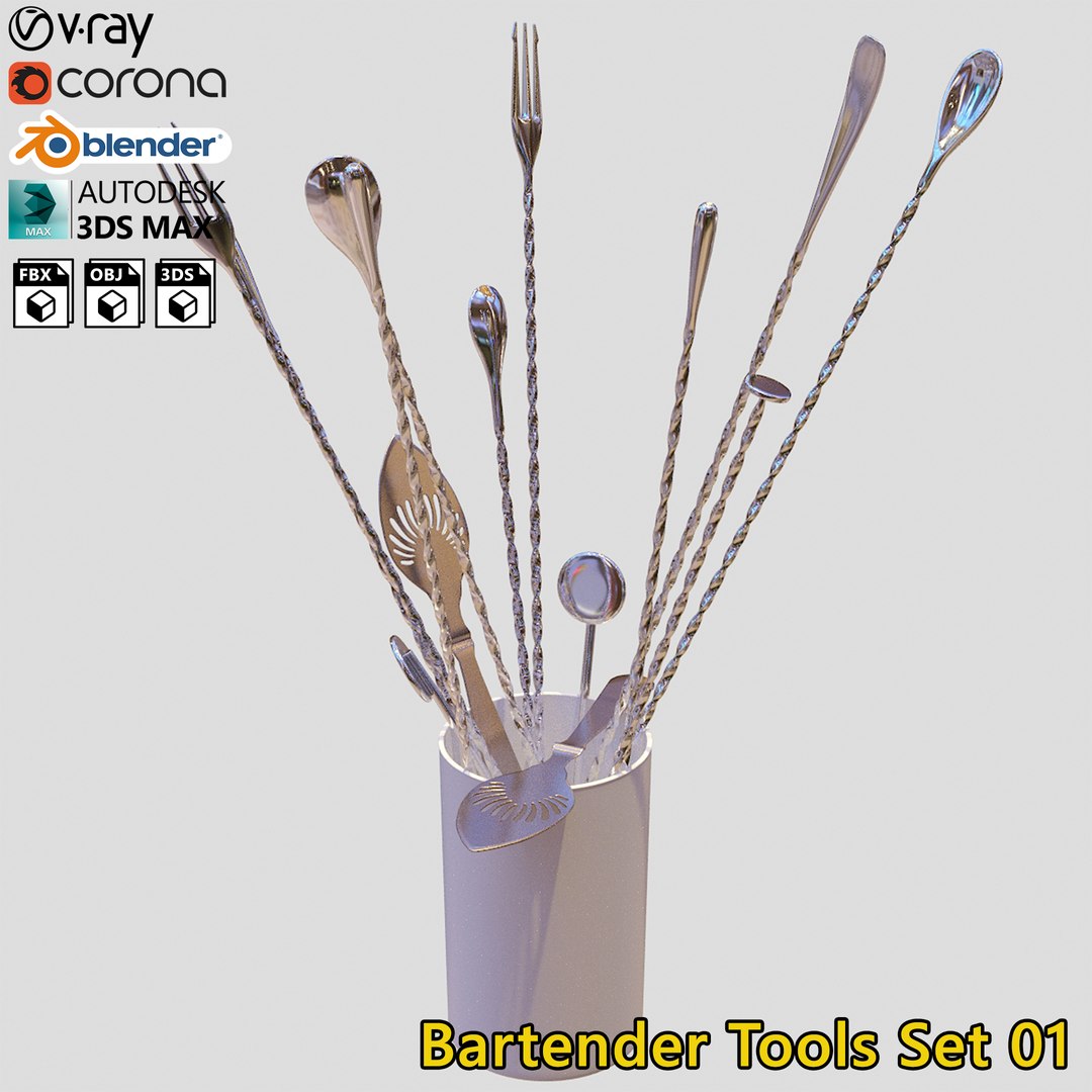 Bartender Tools Set 70 2023 3D model - TurboSquid 2134302