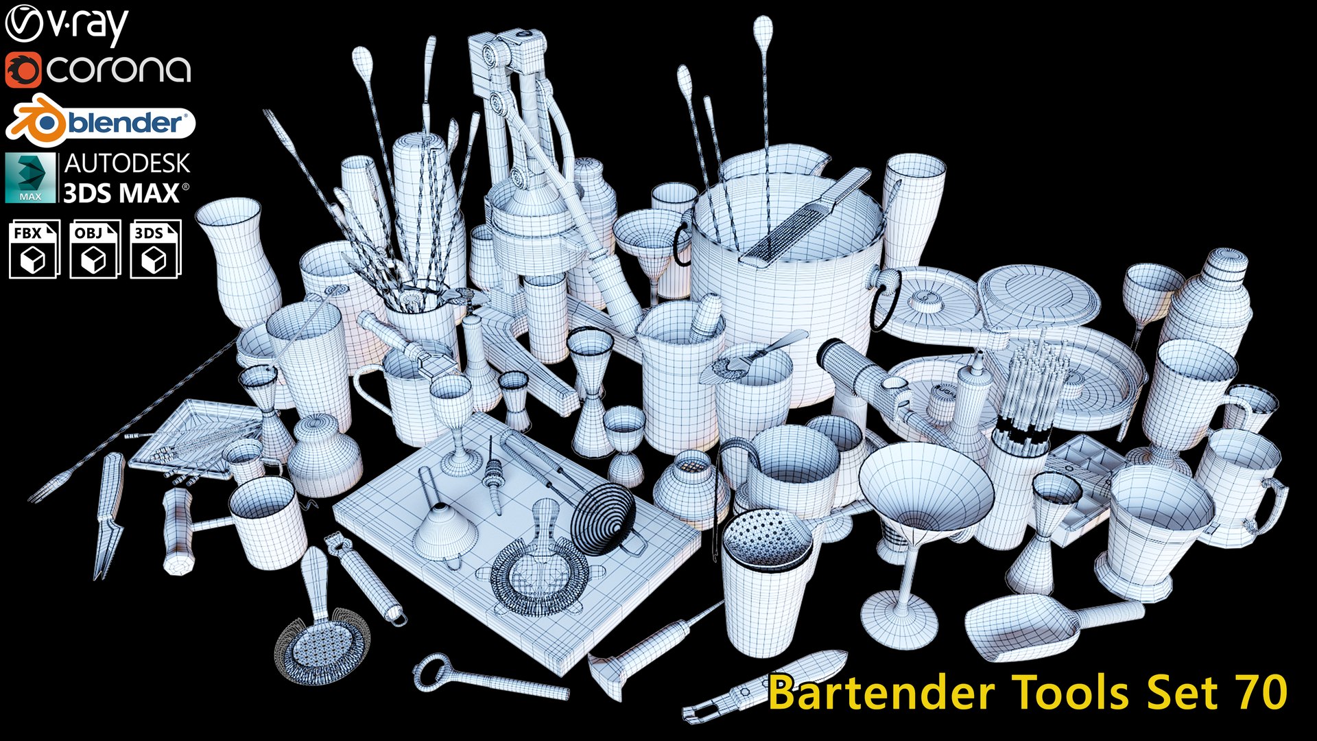 Bartender Tools Set 70 2023 3D model - TurboSquid 2134302