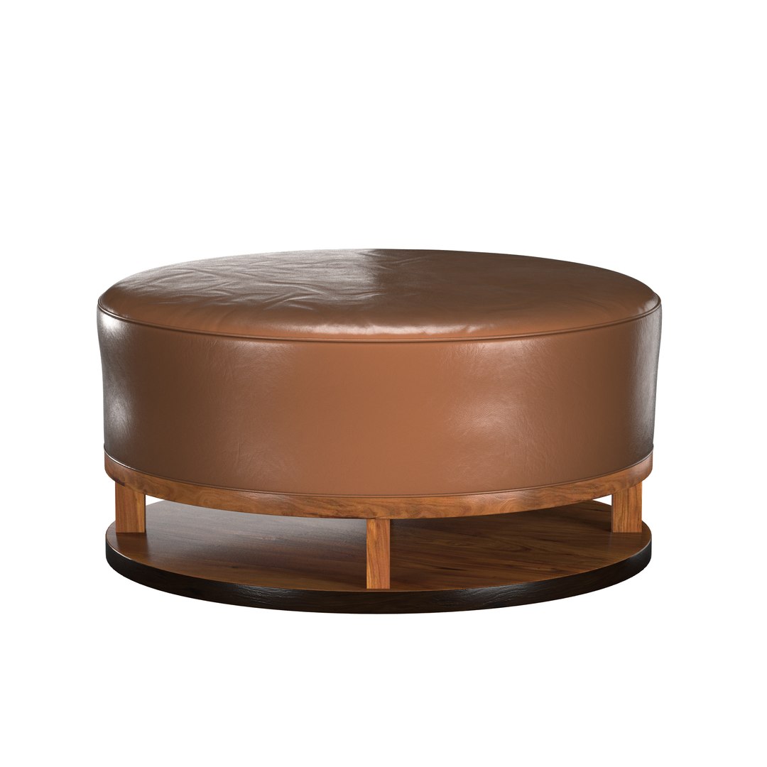 3D Large Art Deco Leather Walnut Ottoman - TurboSquid 2144295