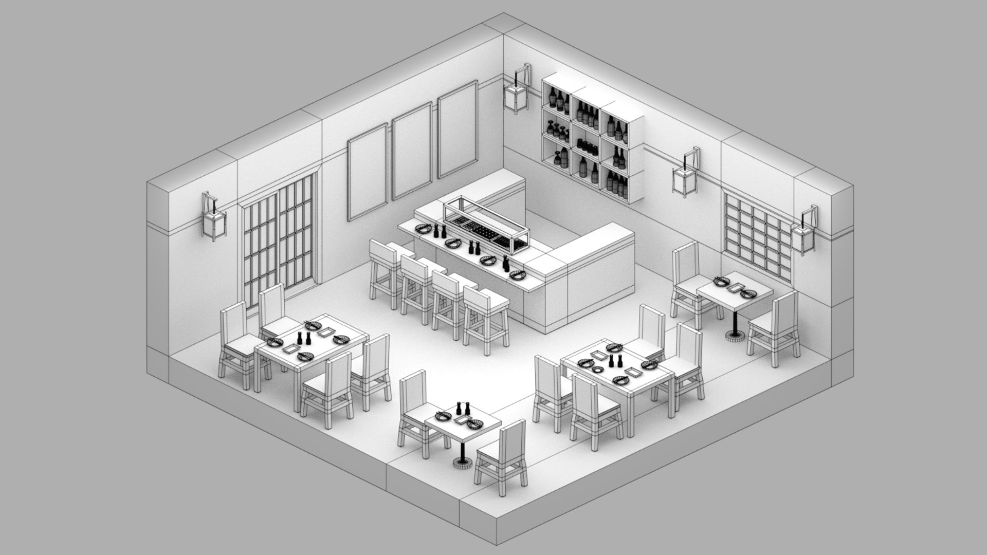 3D Japanese Restaurant Model - TurboSquid 1276548