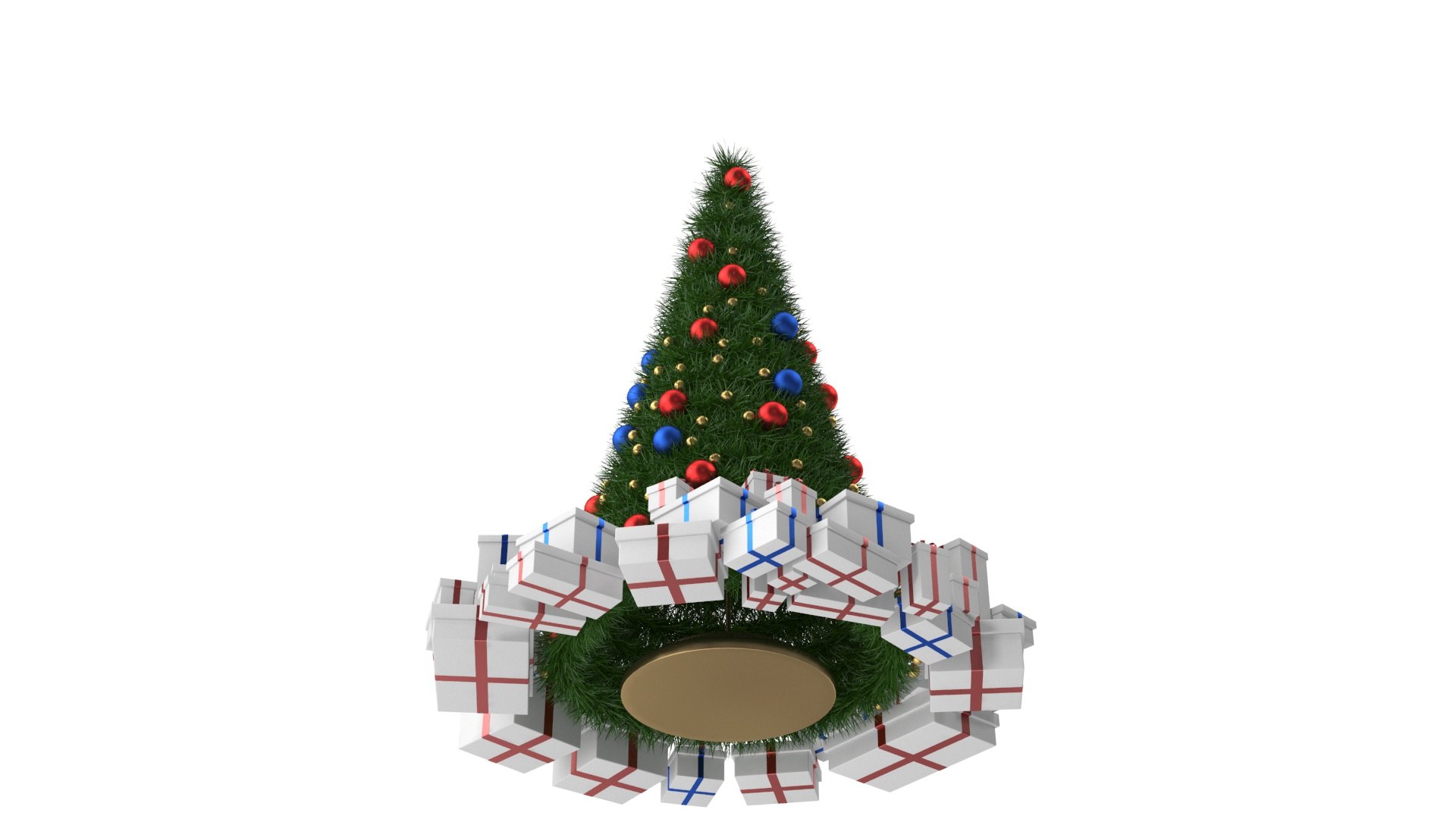 Christmas Tree With White Gift Boxes 3D Model - TurboSquid 1817637