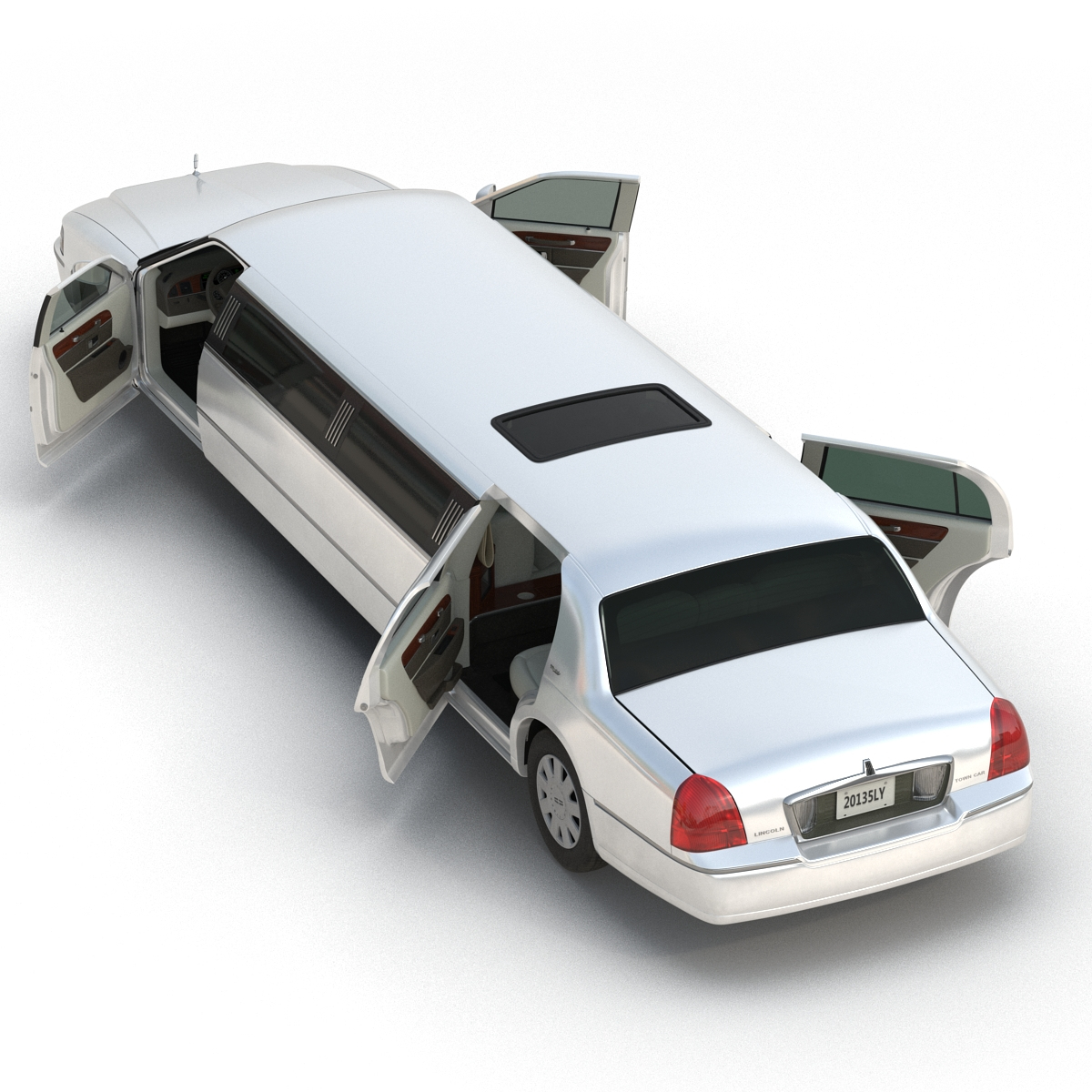 3d model stretch car limousine white