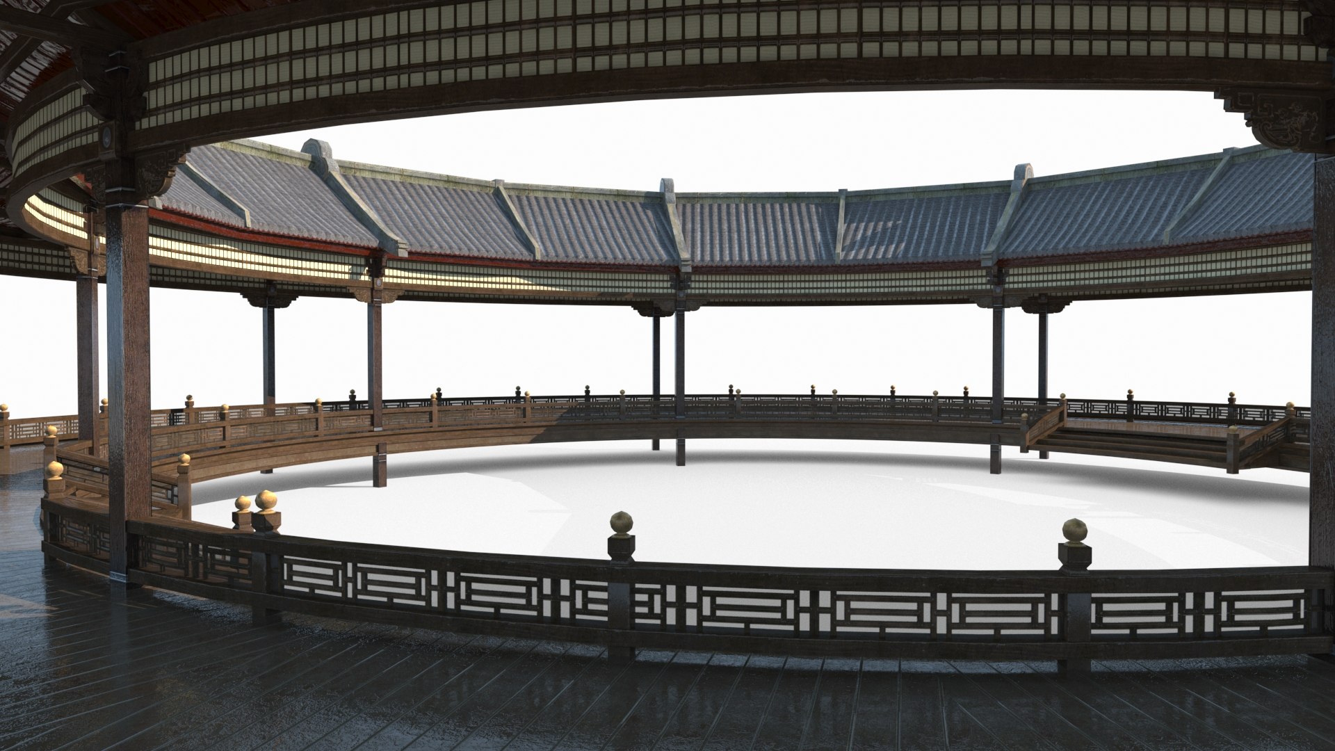 Circular Cloisters Of Ancient Asian Architecture 3D Model - TurboSquid ...