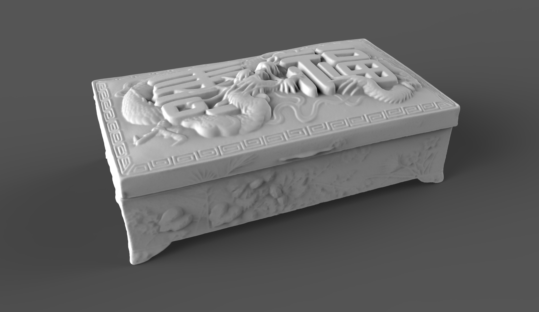 Antique Chinese Fortune Luck Dragon Trinket Jewelry Box 3D Model ...