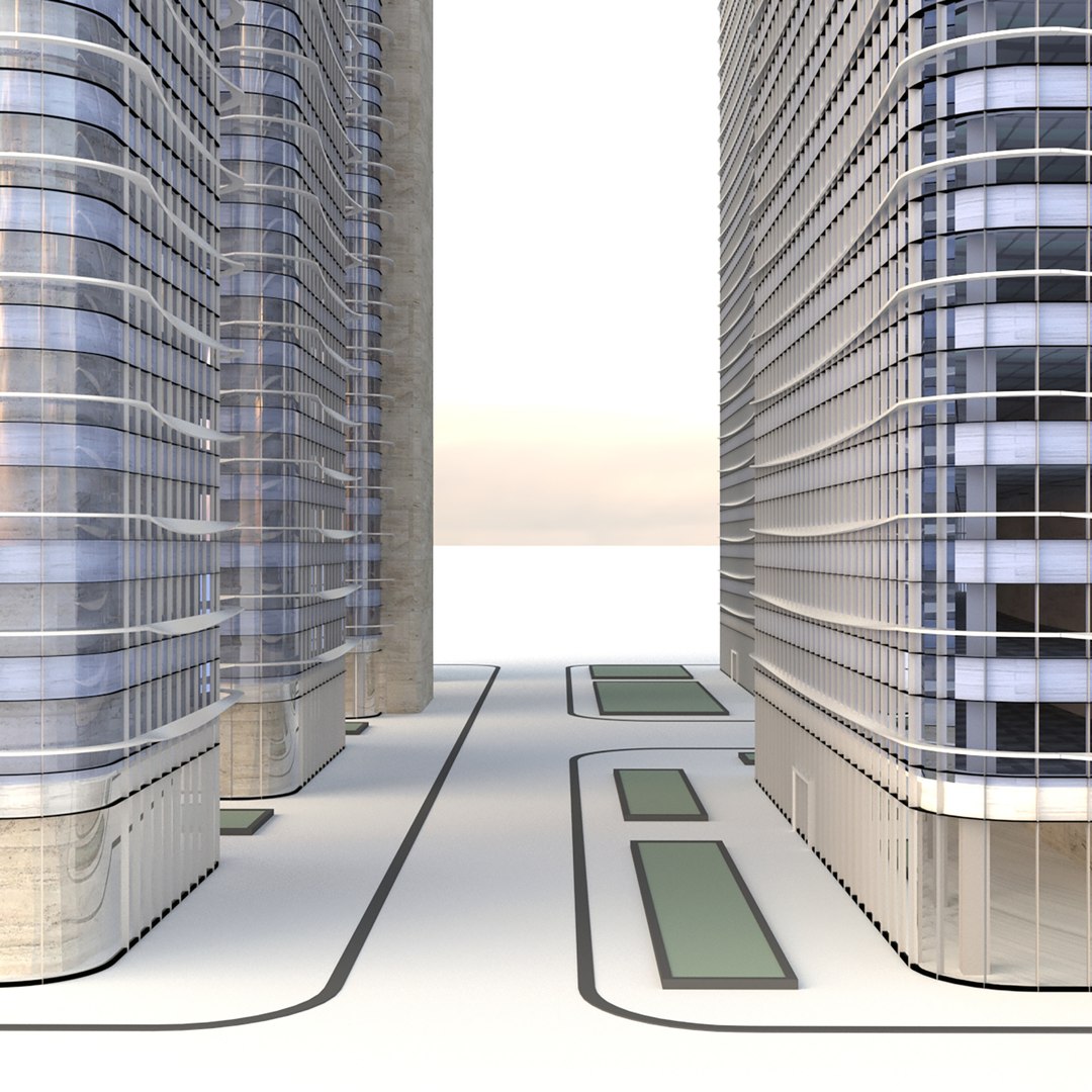 3D Modern Office Building Tower Package model - TurboSquid 2111874