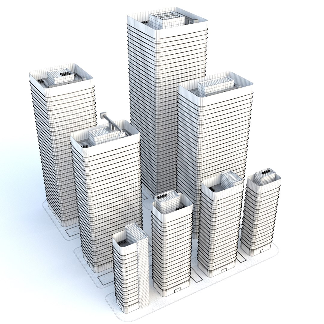 3D Modern Office Building Tower Package model - TurboSquid 2111874