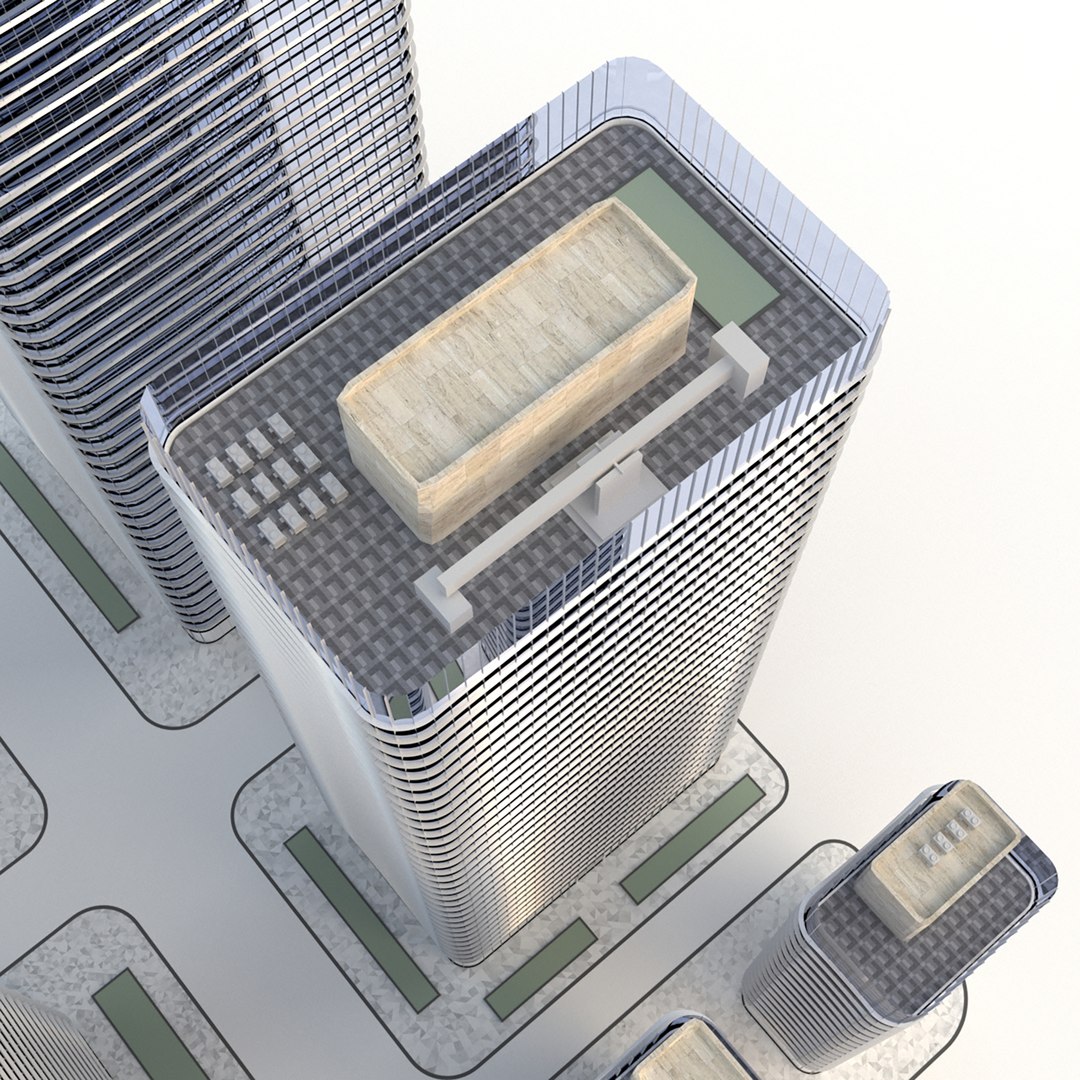 3D Modern Office Building Tower Package model - TurboSquid 2111874