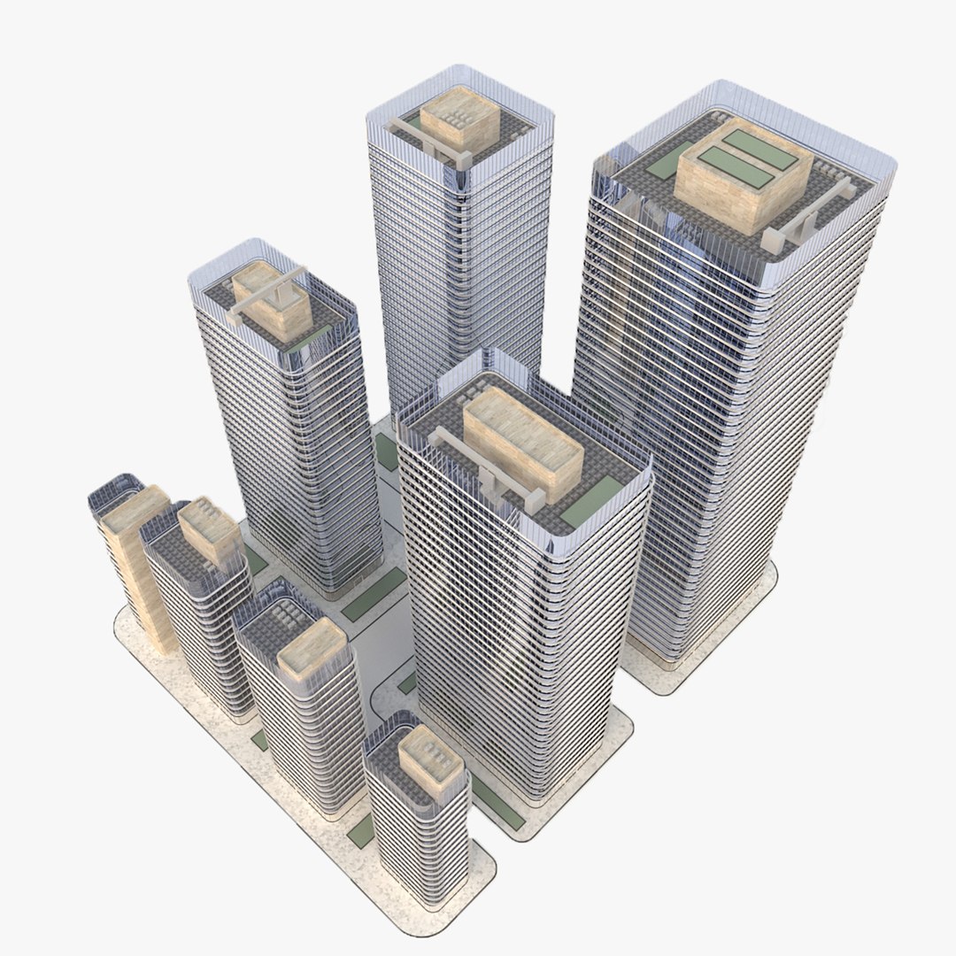 3D Modern Office Building Tower Package model - TurboSquid 2111874