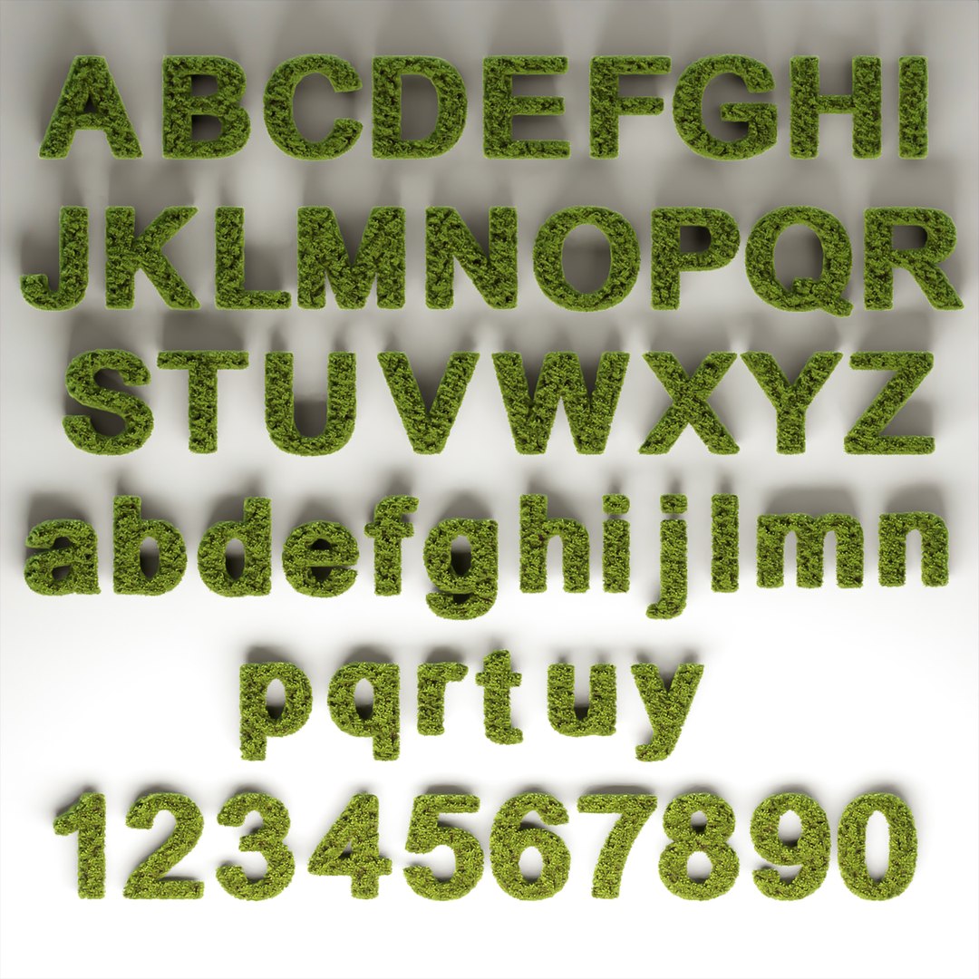 Mossy Letters And Numbers Collection Vol 187 3D Model - TurboSquid 2030076