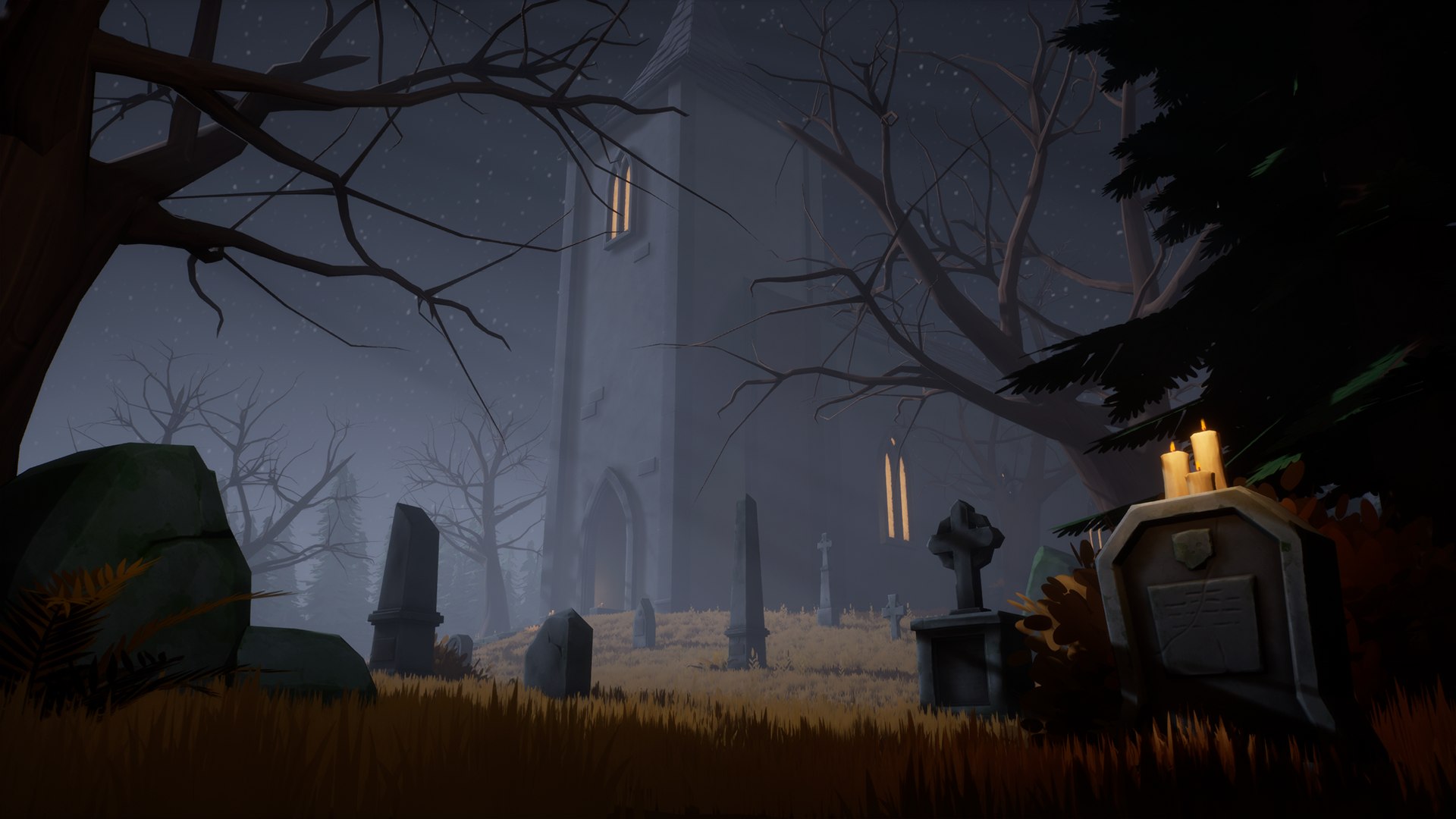 Stylized Graveyard With Church 3D Model - TurboSquid 2224341