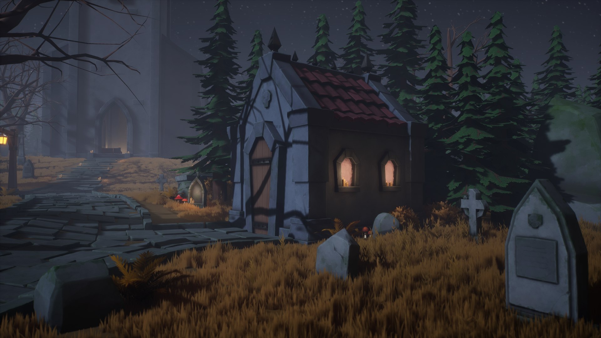 Stylized Graveyard With Church 3D Model - TurboSquid 2224341