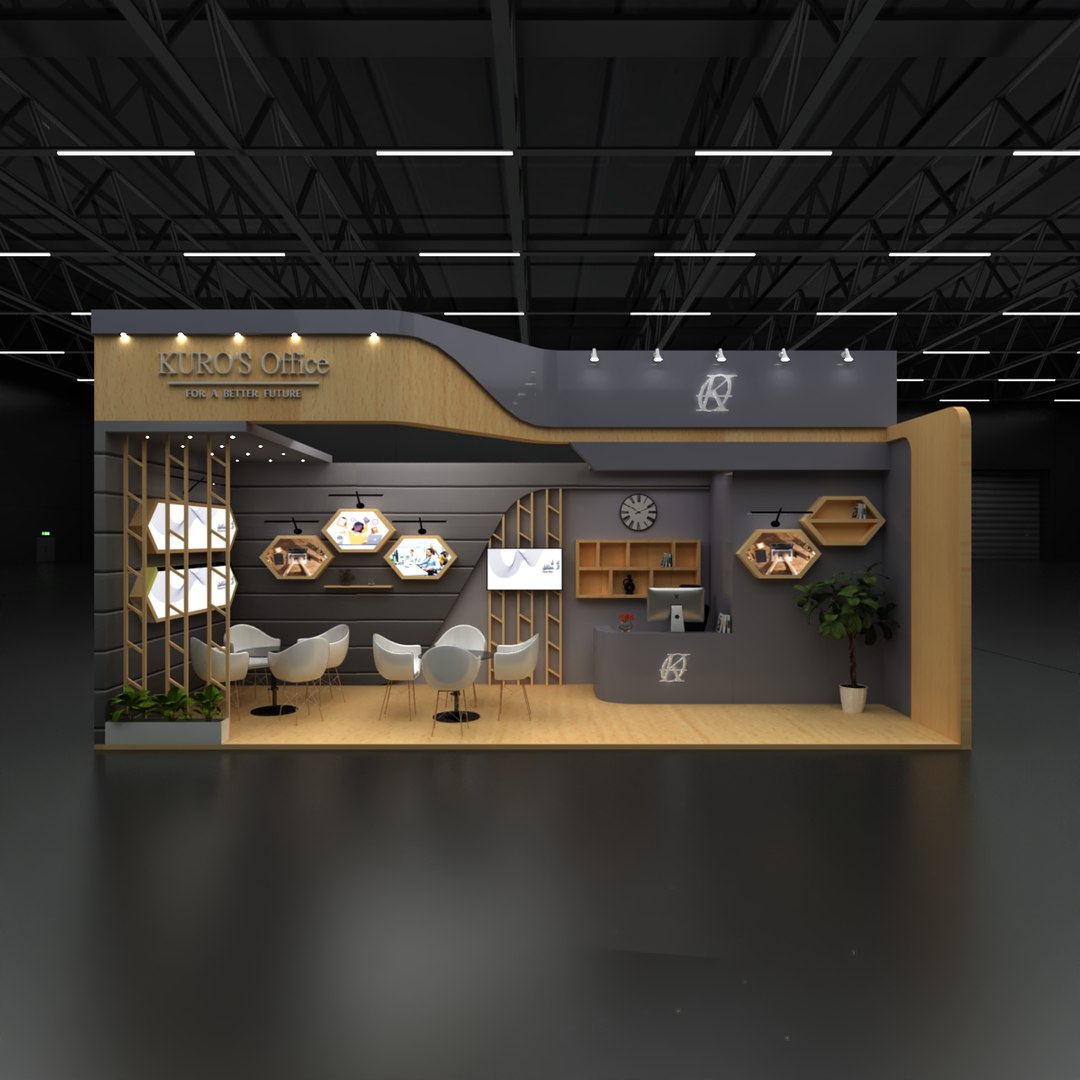 Modern Exhibition Office-like 3 Sides Booth 3x8 3D Model 3D Model ...