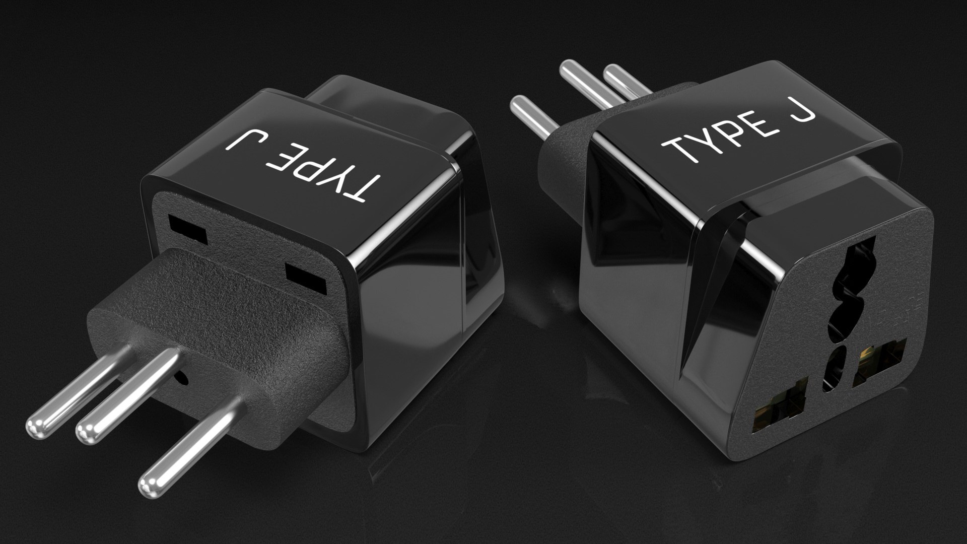 3D Type J Universal Plug Adapter Black - TurboSquid 1839187